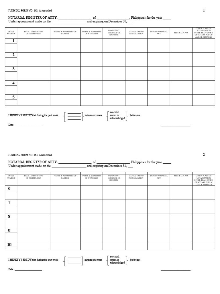 Notarial Register | PDF | Notary Public | Government Information