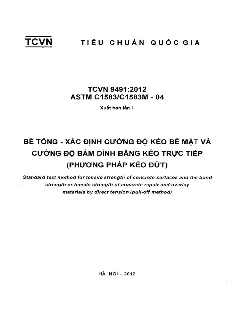 TCVN 9491 2012 - Be Tong - Xac Dinh Cuong Do Keo Be Mat Va Cuong Do Bam Dinh Bang Keo Truc Tiep ...
