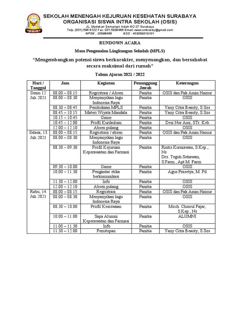 Rundown Acara MPLS | PDF