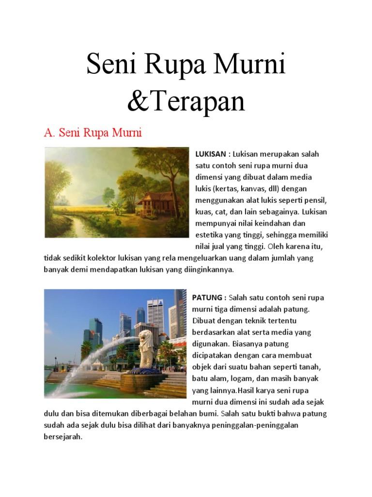 Pengertian dan Contoh Seni Rupa Murni | PDF