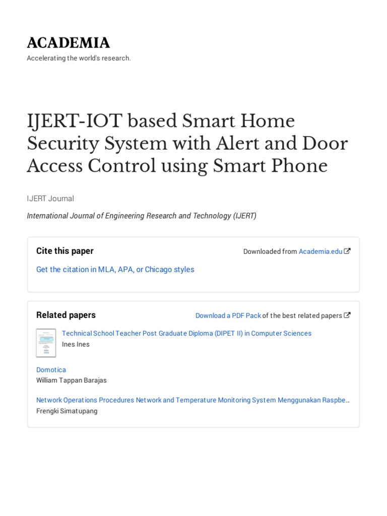 IJERT-IOT Based Smart Home Security System With Alert and Door Access ...