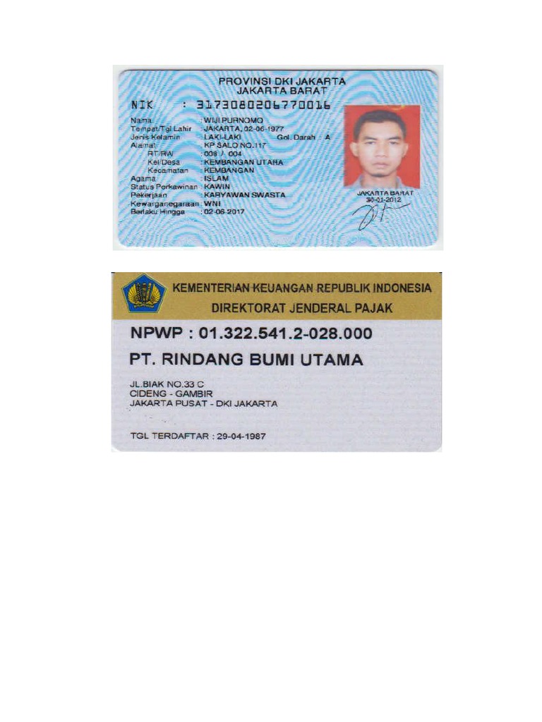 KTP Dan NPWP Rbu | PDF