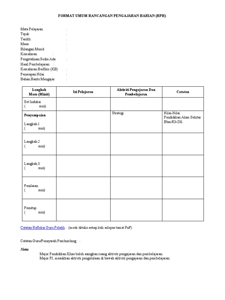 Format Umum RPH | PDF