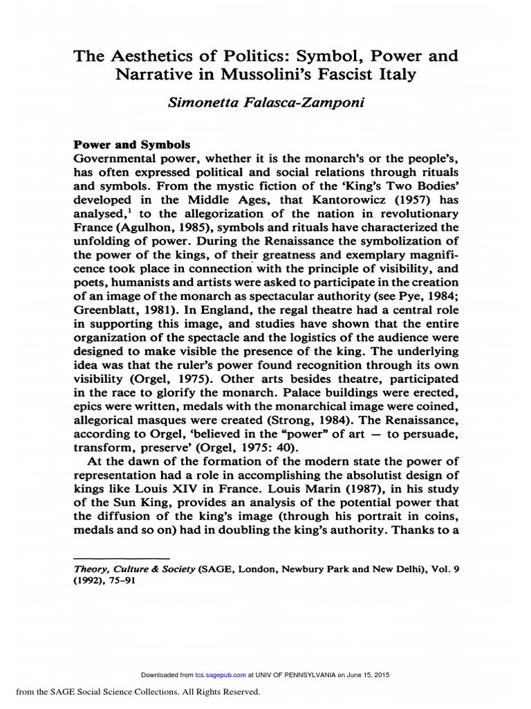 Falasca-Zamponi, S. 1992 - The Aesthetics of Politics - Symbol, Power ...