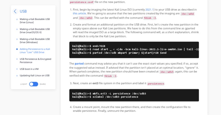 Adding Persistence To A Kali Linux - Live - USB Drive - Kali Linux ...