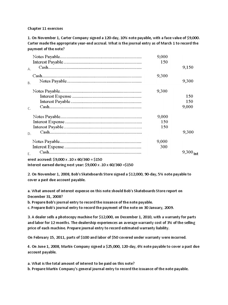 Chapter 11 Exercises | PDF | Accrual | Payroll