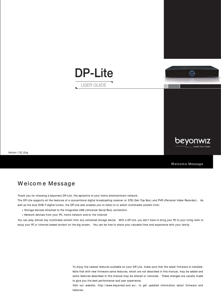 DP-Lite: User Guide | PDF | Hdmi | Set Top Box