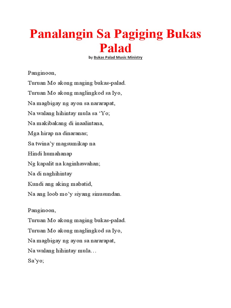 Panalangin Sa Pagiging Bukas-Palad | PDF