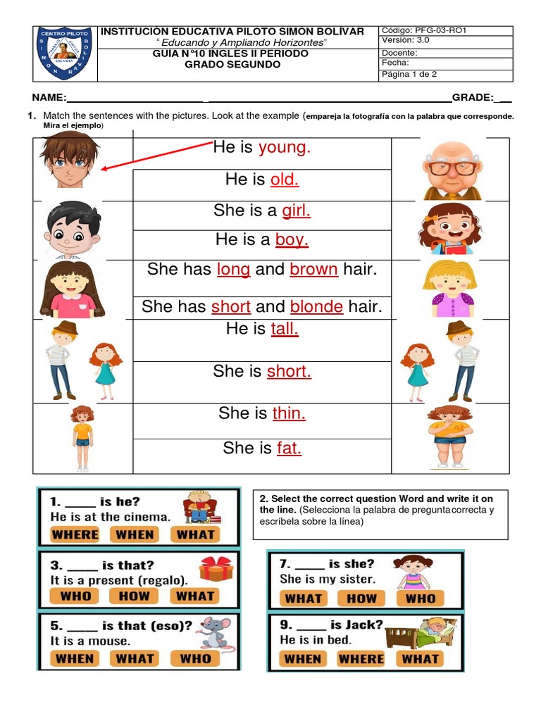 Guia N 10 Repaso Ingles Ll Periodo Grado Segundo Pdf