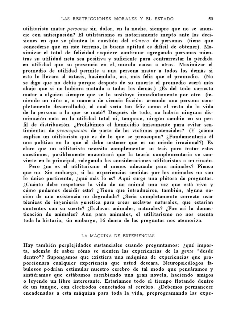 La Maquina de La Experiencia, Nozick | PDF | Utilitarismo | Realidad