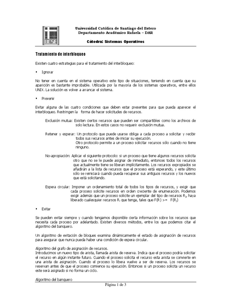 Estrategias para el Interbloqueo | PDF | Proceso (Computación) | Algoritmos