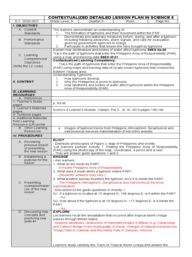 Detailed Lesson Plan Sample | PDF | Tropical Cyclones | Cyclone Detailed Lesson Plan Sample | PDF | Tropical Cyclones | Cyclone