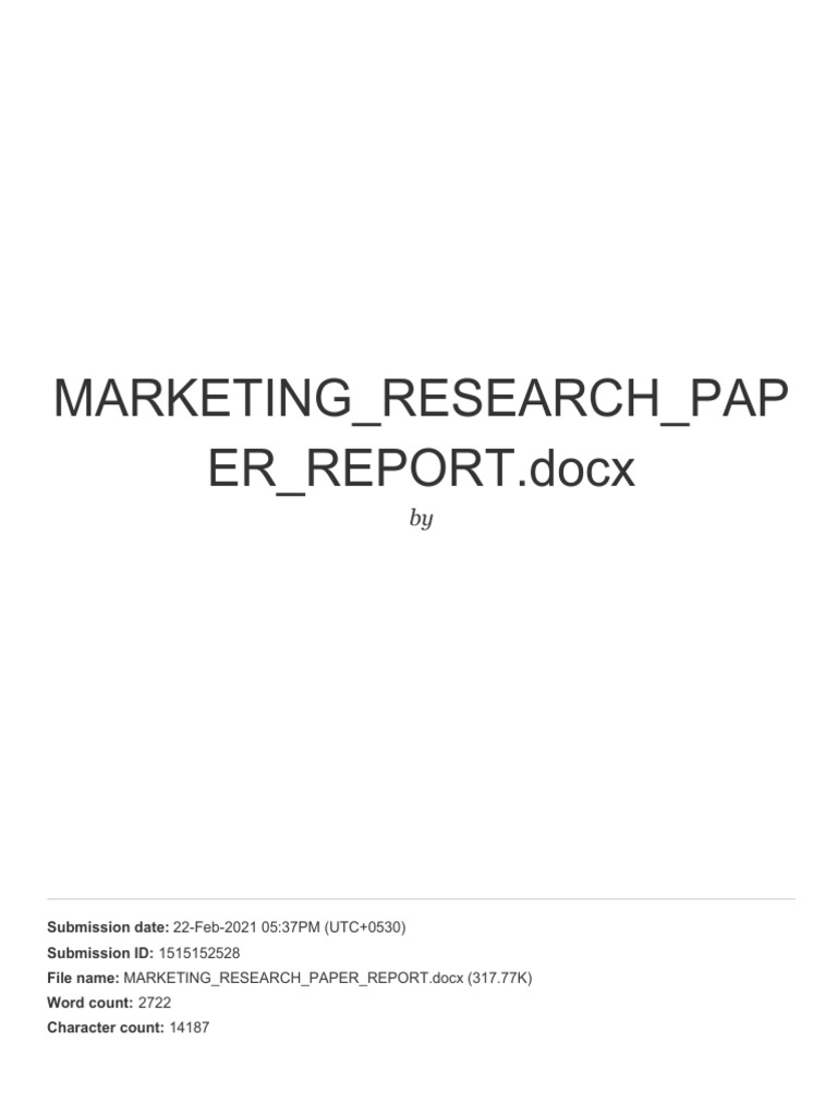 Marketing Research Paper Report | PDF