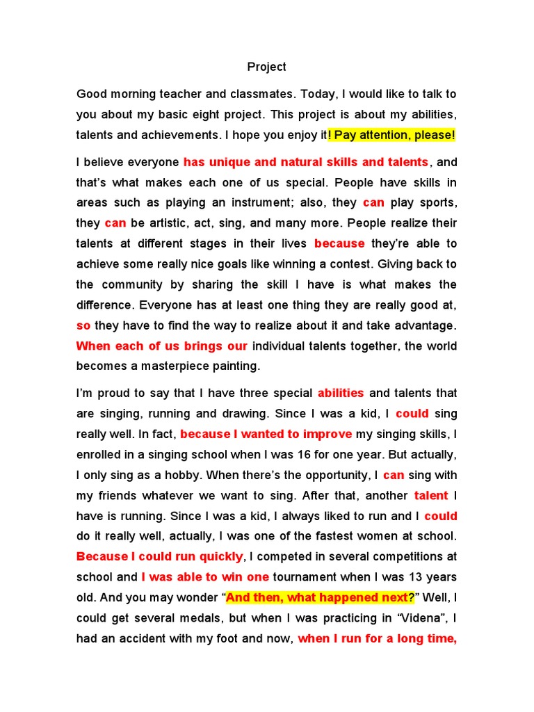 Project B08 Abilities Talents and Achievments | PDF | Poetry