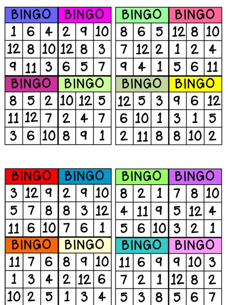 Bingo de Numeros 1 A 12 Com Dado | PDF