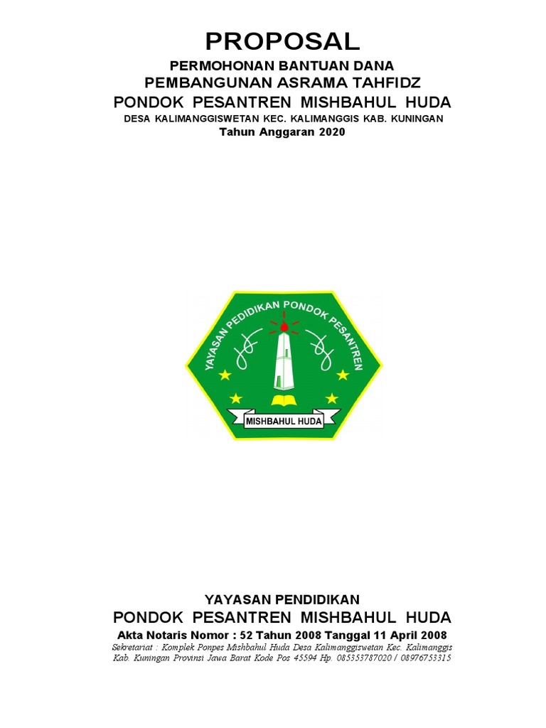 Proposal: Pondok Pesantren Mishbahul Huda | PDF