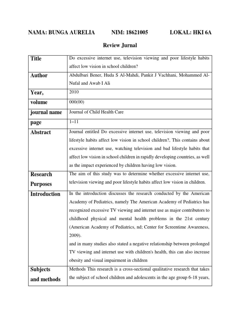 Review Jurnal Bunga Aurelia (18621005) | PDF | Visual Impairment ...