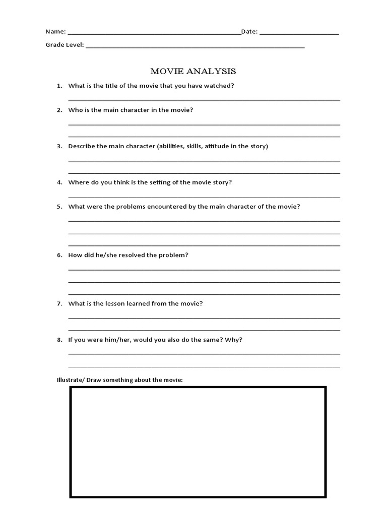 Movie Analysis Worksheet Template | PDF