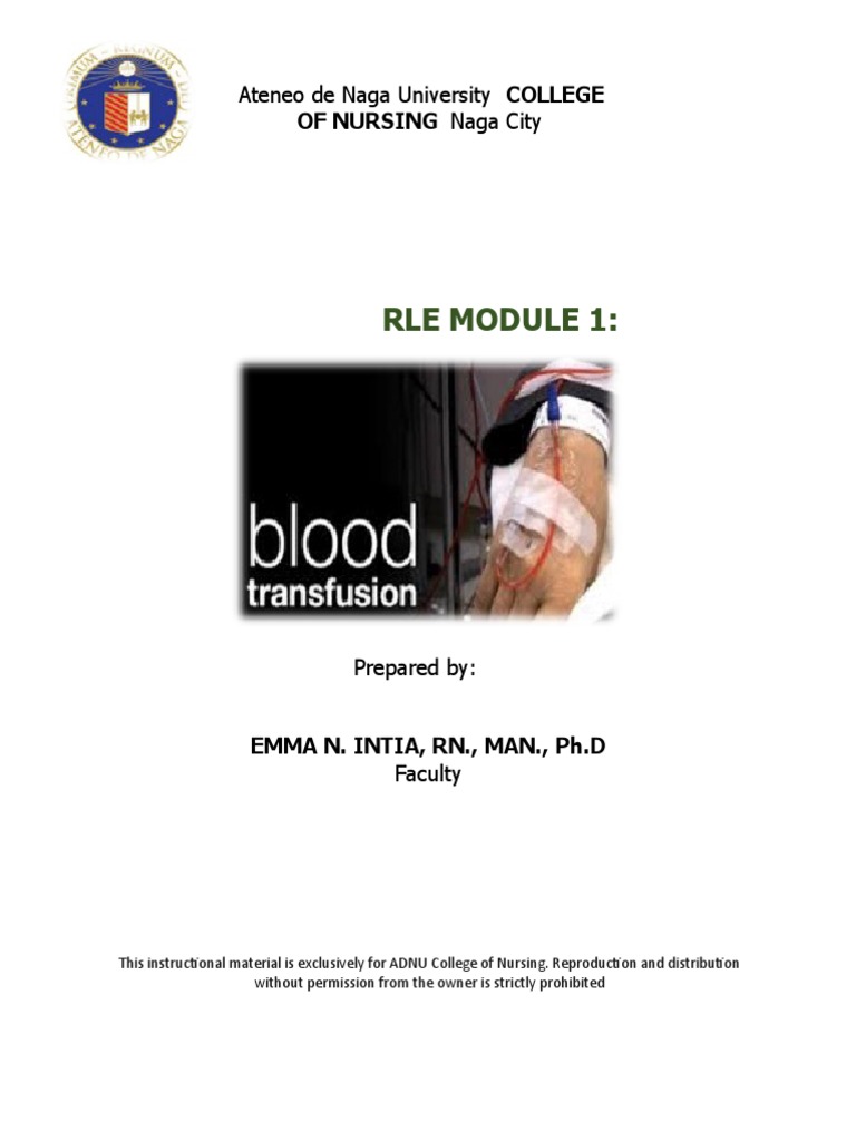 Blood Transfusion Instructional Module | PDF | Blood Transfusion ...