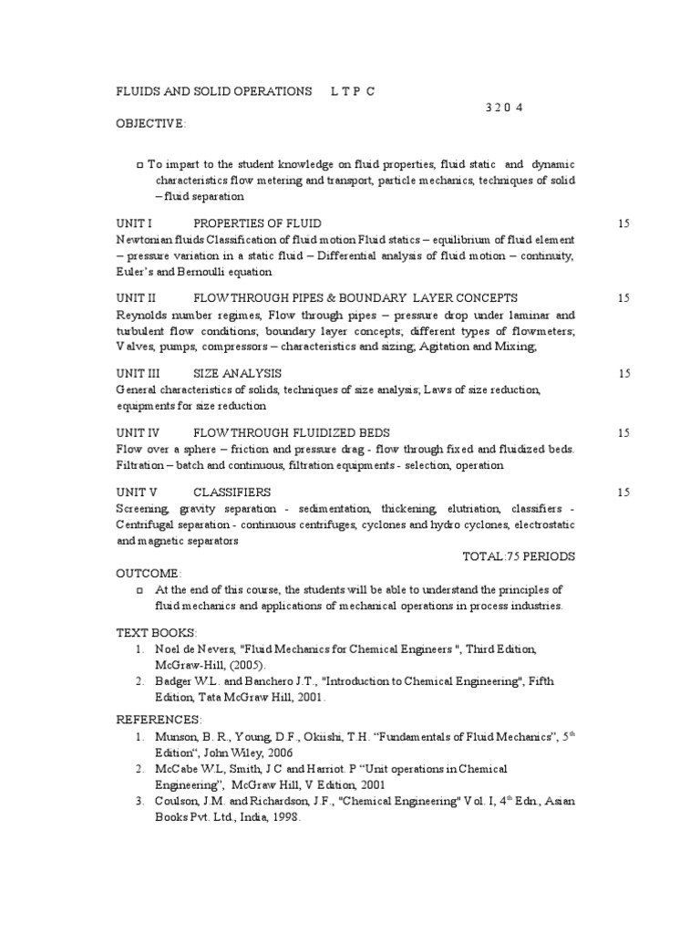 FSO Syllabus | PDF | Fluid Dynamics | Fluid Mechanics