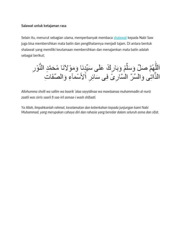 Salawat Untuk Ketajaman Rasa | PDF