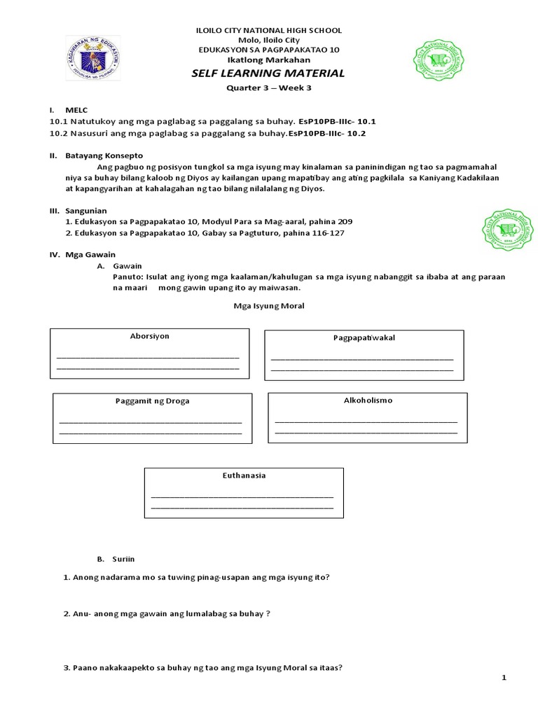 EsP 10 SLM Q3-Week 3 | PDF