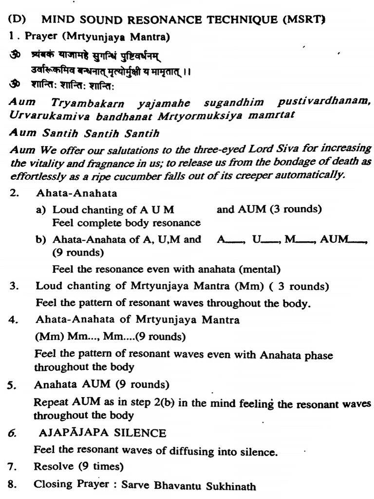 Mind Sound Resonance Technique: A Guided Meditation Using Mantras and ...