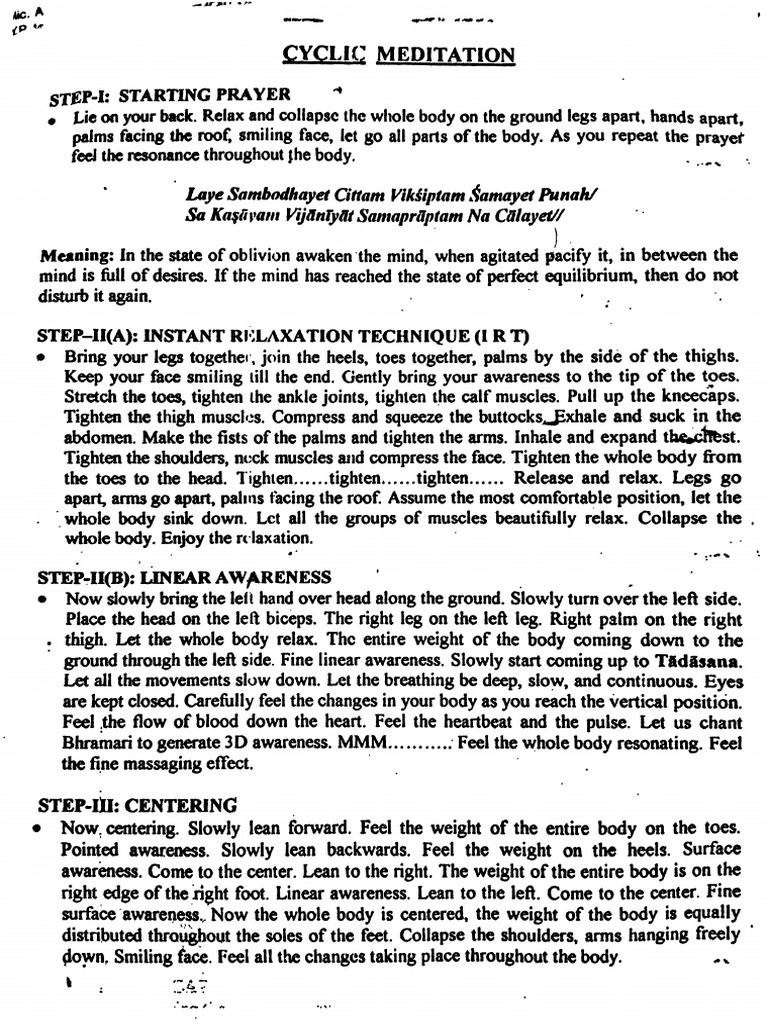 Cyclic Meditation | PDF | Hand | Finger