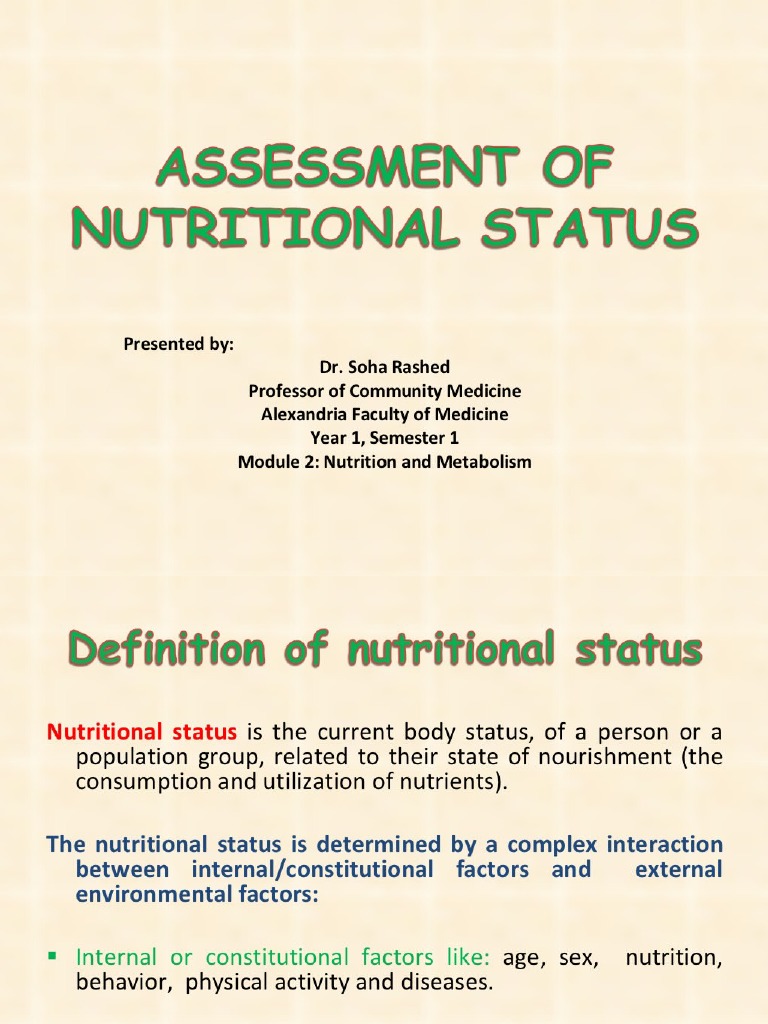 Assessment of Nutritional Status PDF | PDF