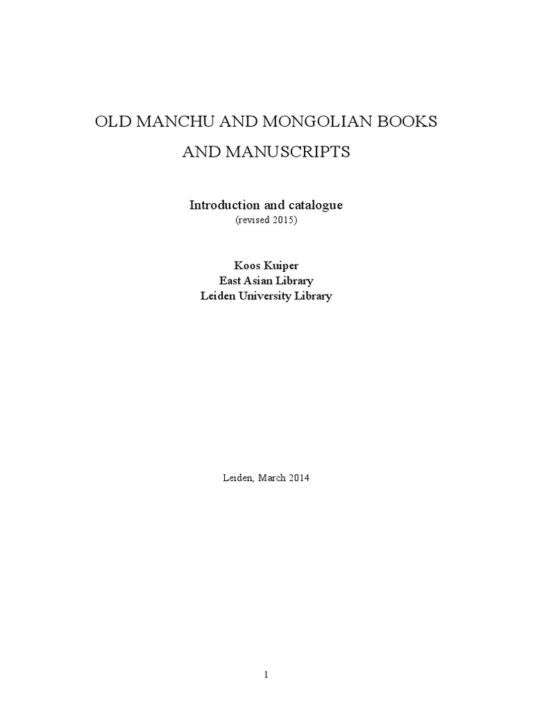 Old Manchu and Mongolian Books and Manuscripts | PDF | Qing Dynasty | Books