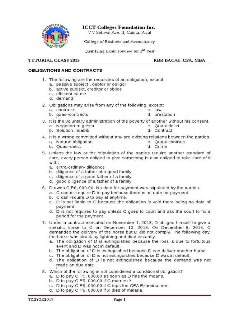 ICCT Colleges Foundation Inc.: Tutorial Class 2019 RBR Bacay, Cpa, Mba ...