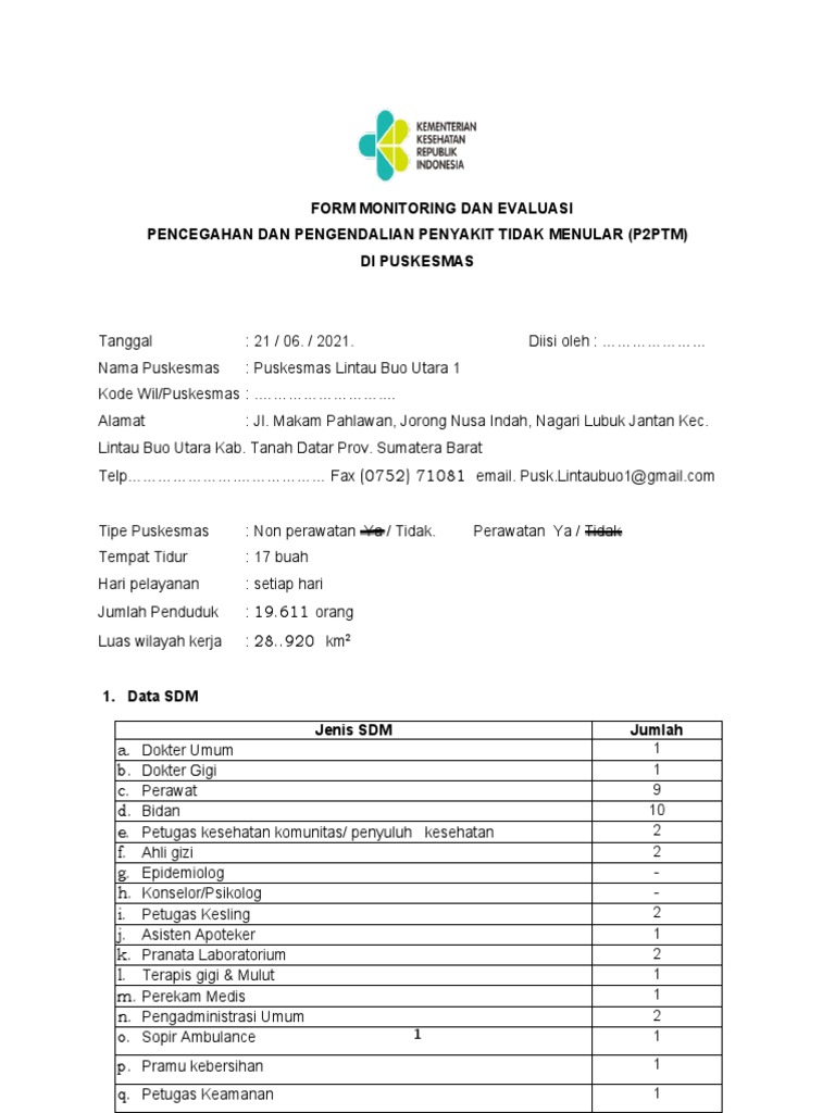 1.form Monitoring Dan Evaluasi - Puskesmas Lbu 1 | PDF