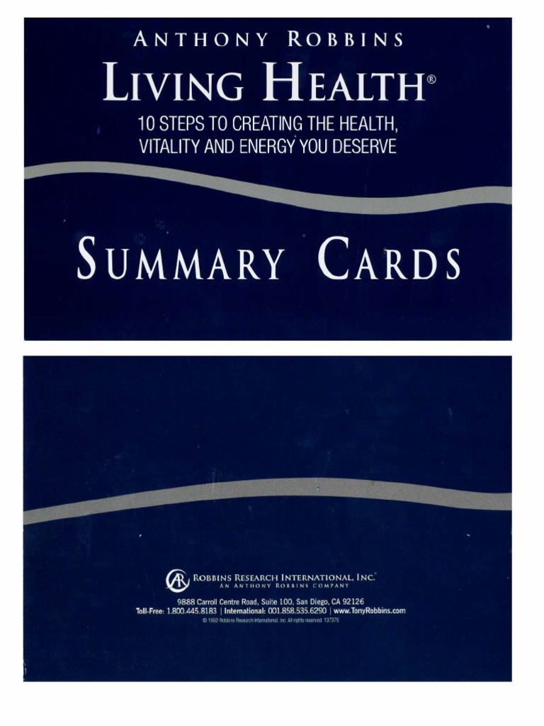 Living Health: Summary Cards | PDF | Self-Improvement | Wellness