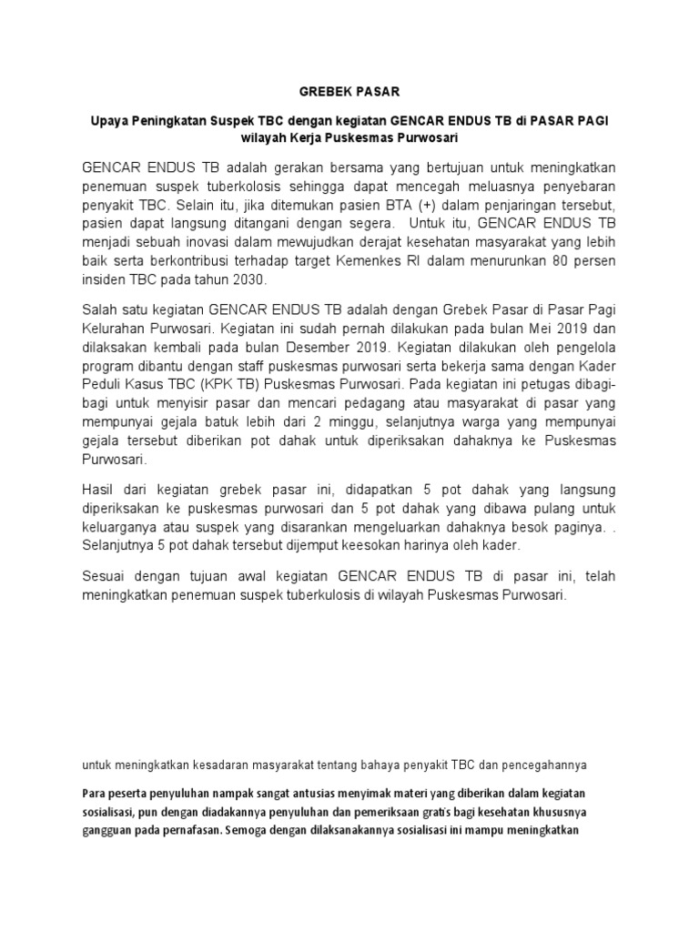 Grebek Pasar: Deteksi TBC di Purwosari | PDF