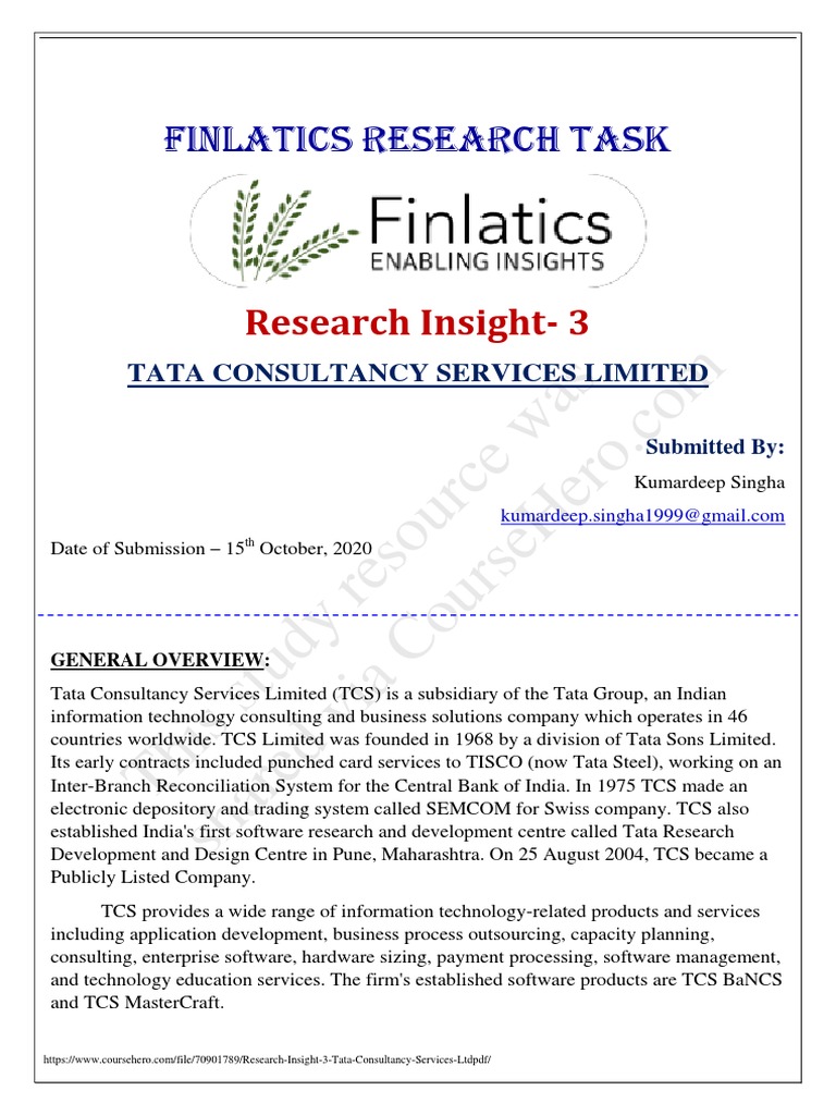 TCS SWOT & Financial Analysis 2020 | PDF | Business