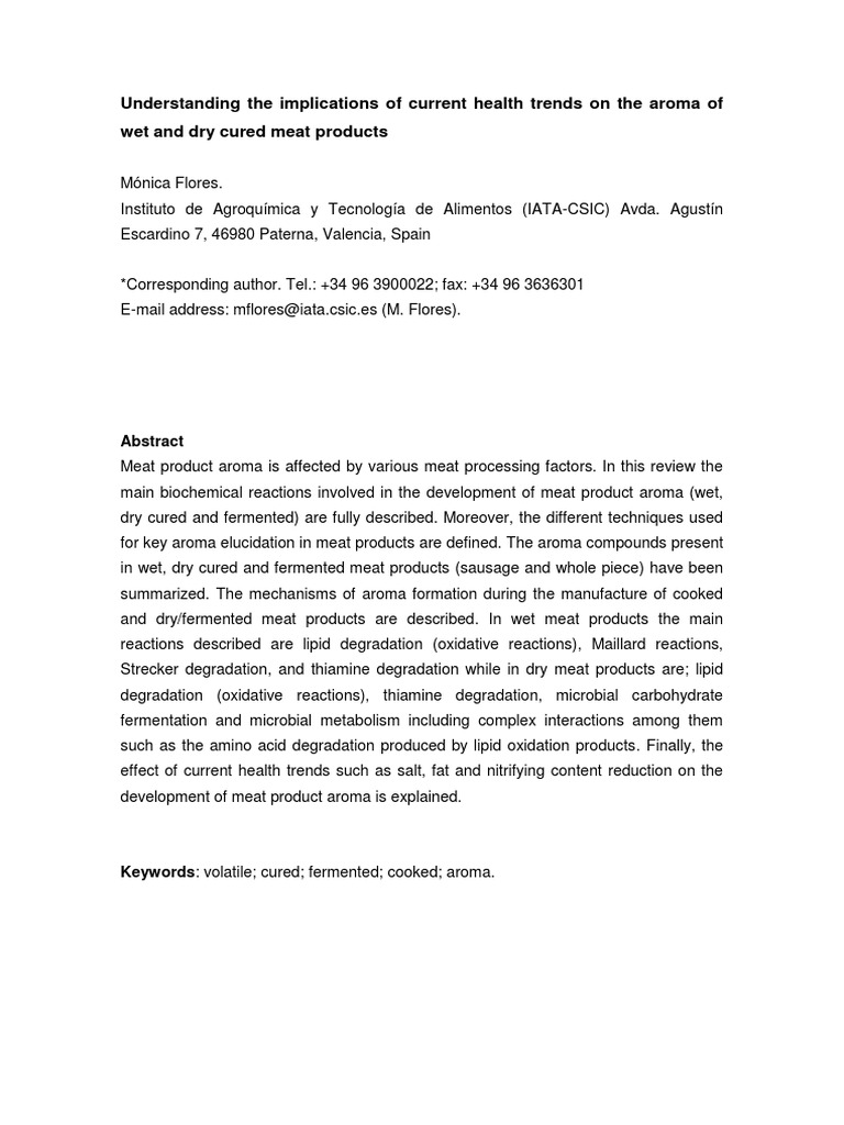 Meat Science | PDF | Ham | Odor