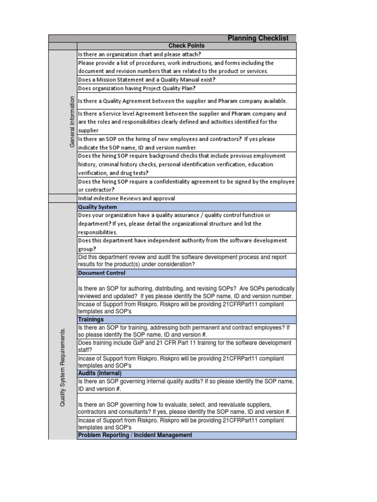 21 CFR Part 11 Checklist | PDF | Software Development Process ...