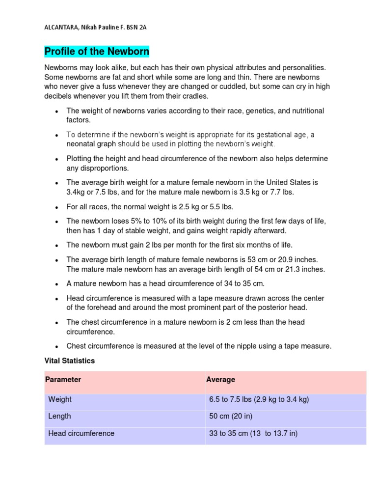Profile of The Newborn | PDF | Medical Specialties | Infants