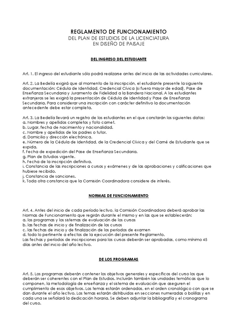 Reglamento Funcionamiento LDP | PDF