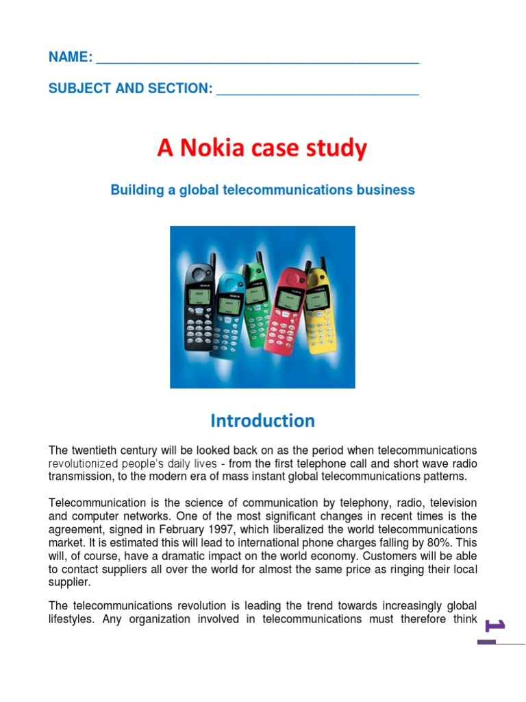 Case Study 1 in Project Management (Nokia) | PDF | Nokia ...