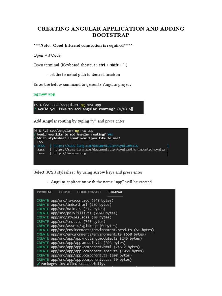 Creating Angular App And Adding Bootstrap Pdf Application Software Software