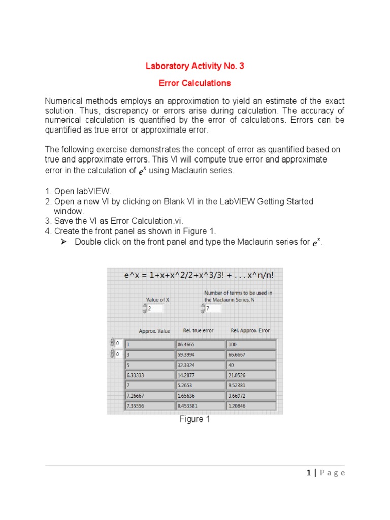 Laboratory Activity No. 3 Error Calculations | PDF | Matlab | Approximation