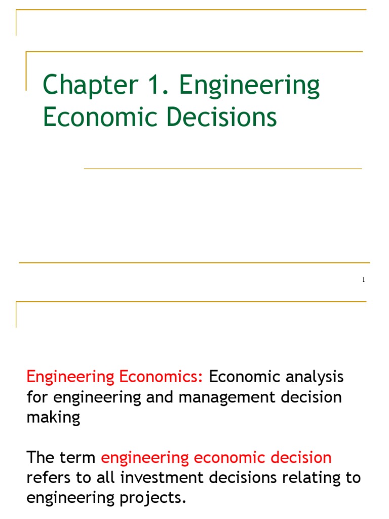Chapter 1. Engineering Economic Decisions | PDF | Decision Making ...