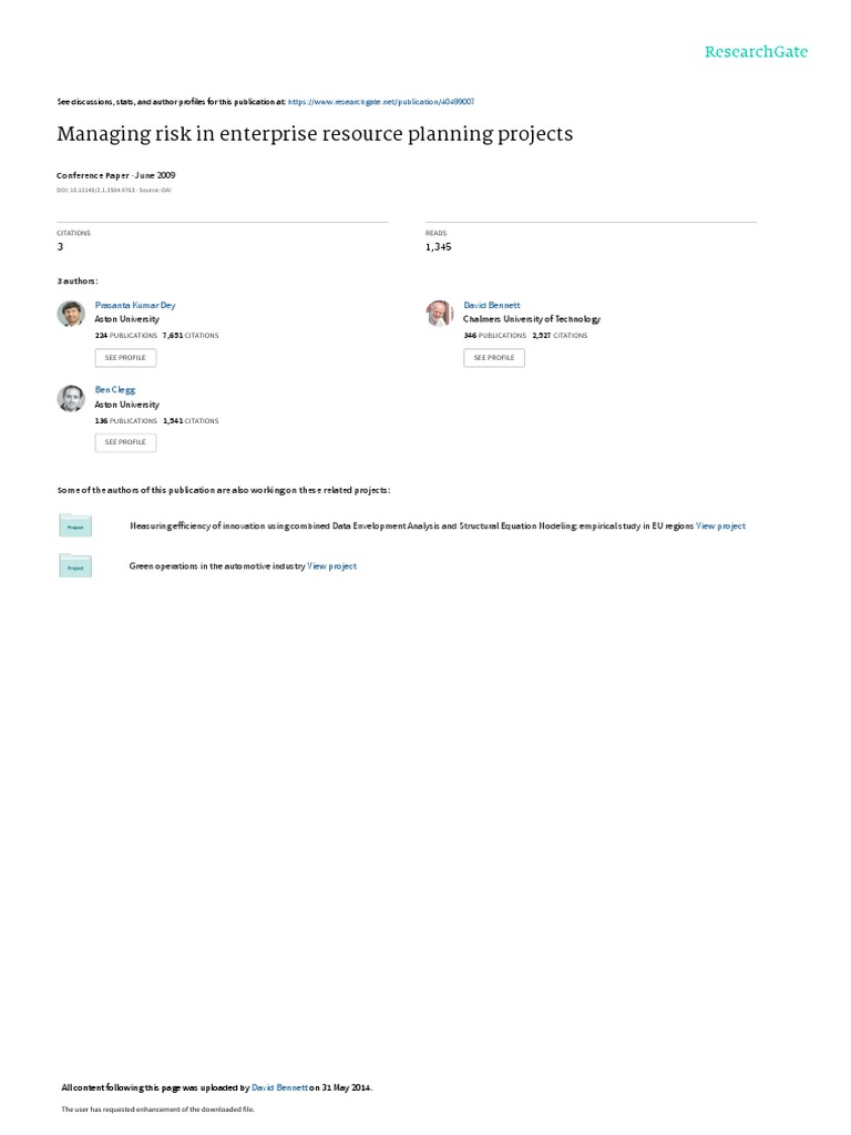 ERP Project Risk Management Strategies | PDF | Enterprise Resource ...
