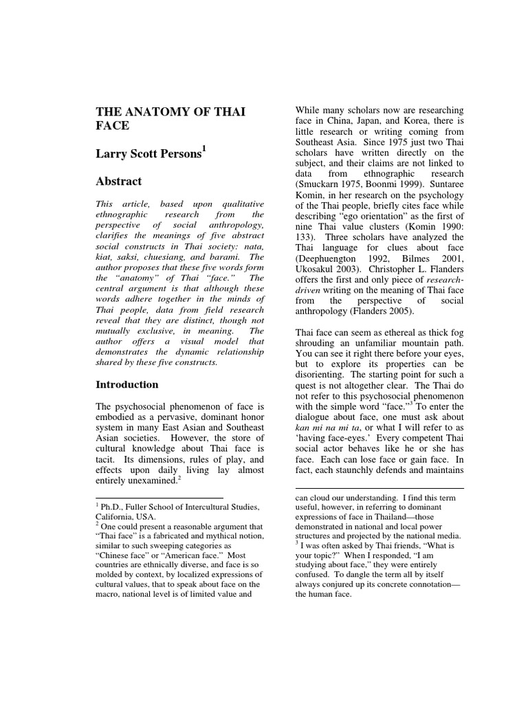 The Anatomy of Thai Face Larry Scott Persons | PDF | Virtue | Thailand