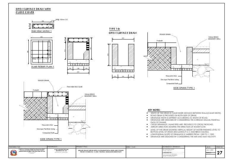 Open Surface Drain With Close Cover: Slab Rebar Section 1 | PDF ...
