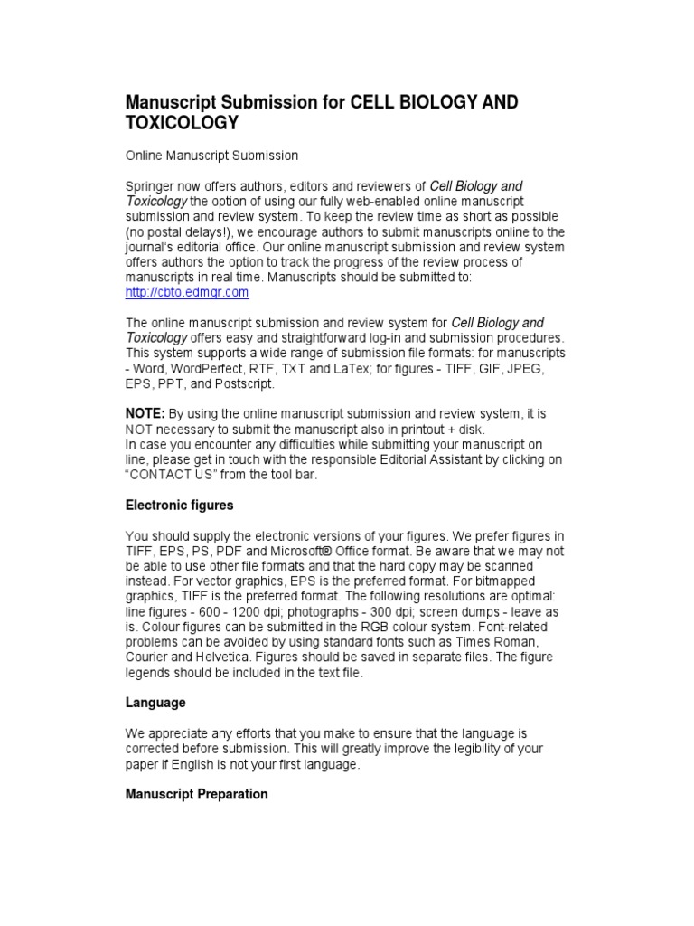 Manuscript Submission For CELL BIOLOGY AND Toxicology | Download grátis ...