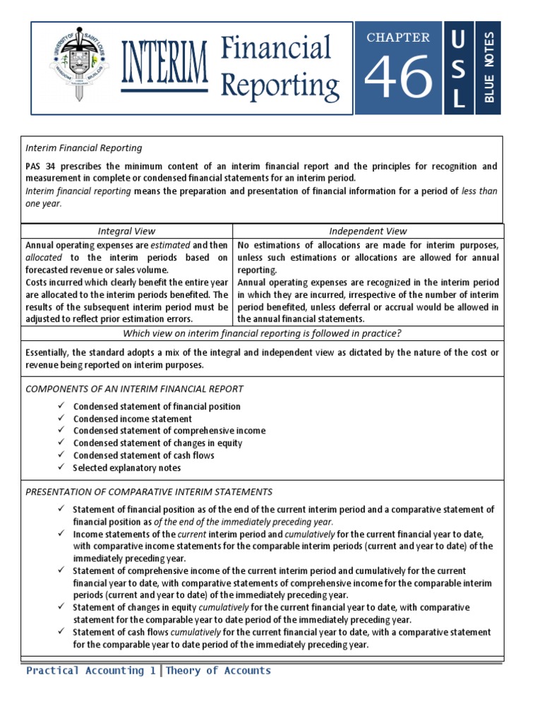 Interim Financial Reporting Guidelines | PDF | Income Statement ...