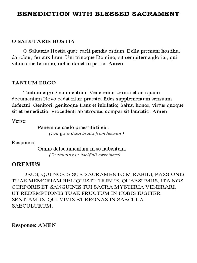 Benediction With Blessed Sacrament: O Salutaris Hostia | PDF