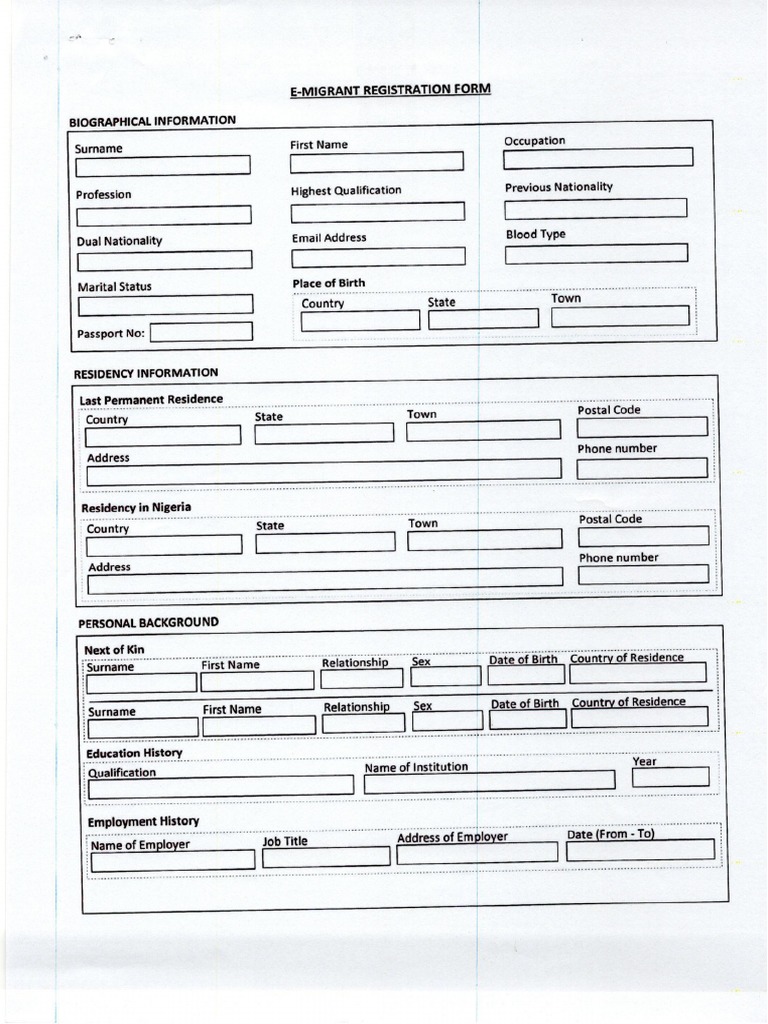 E Migrant Registration Form | PDF